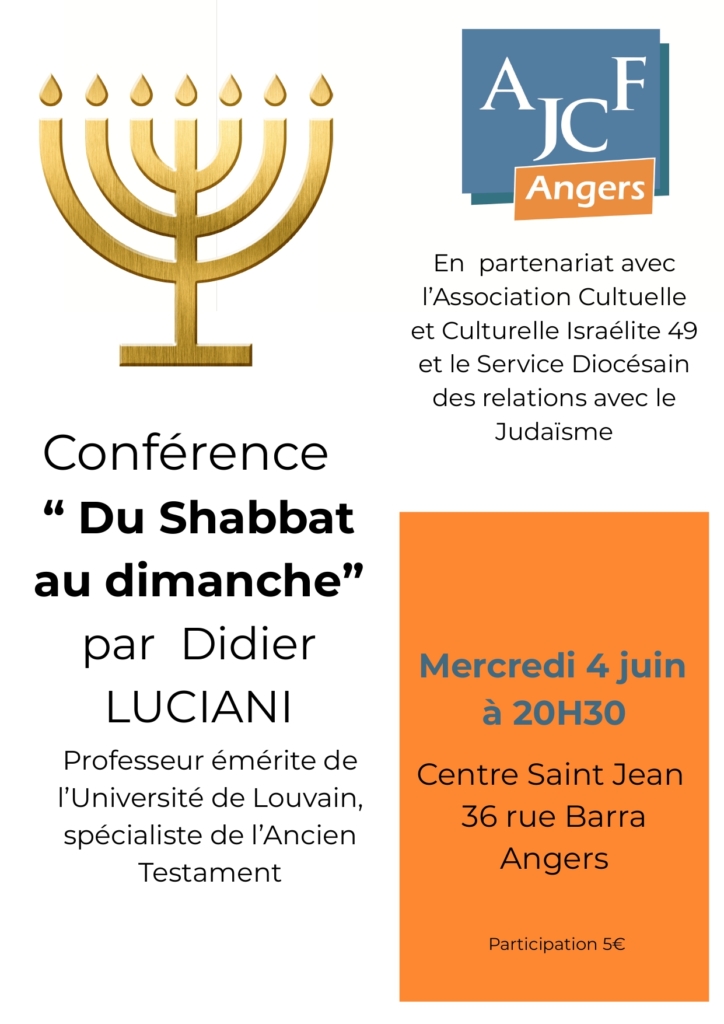 Conférence : "Du shabbat au dimanche" - Diocèse d'Angers